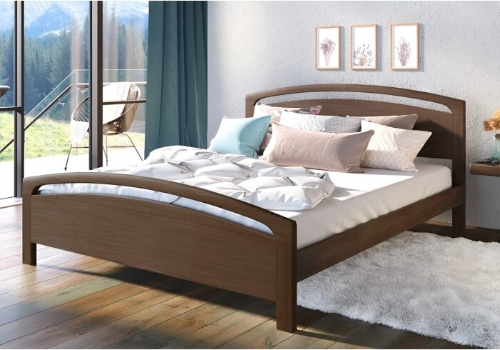 Двуспальная кровать "Бали" из Массива сосны 140*200, классический орех 2