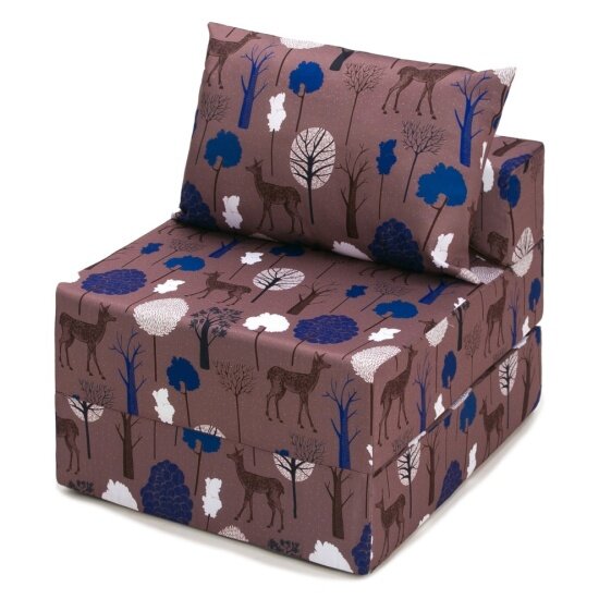 Бескаркасное кресло-кровать Mypuff Волшебный лес, размер ХXXХL, мебельный хлопок (kv_748_v2)
