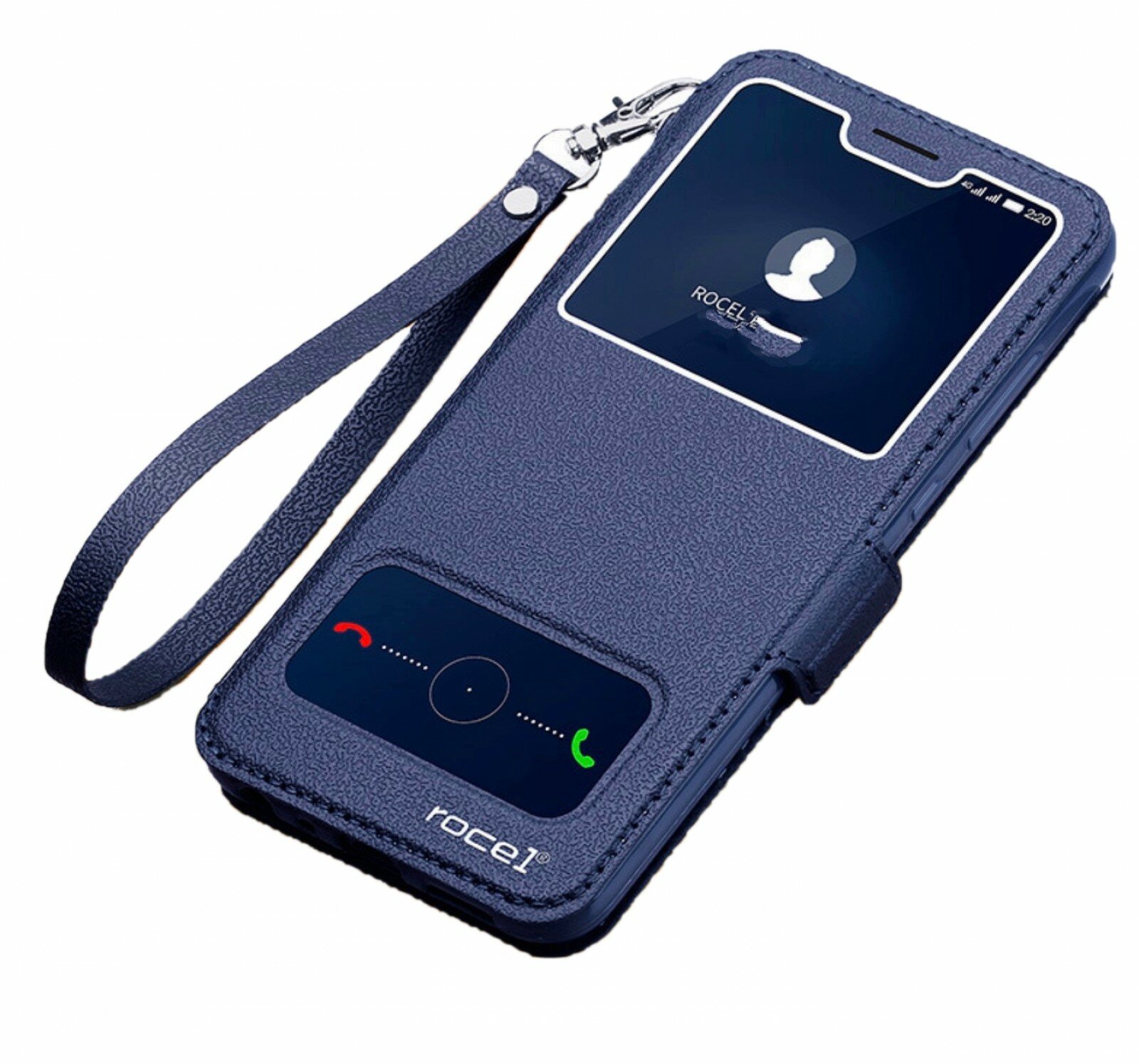 Чехол-книжка MyPads для Huawei P10 Lite с окошком для вызовов и свайпами, синий