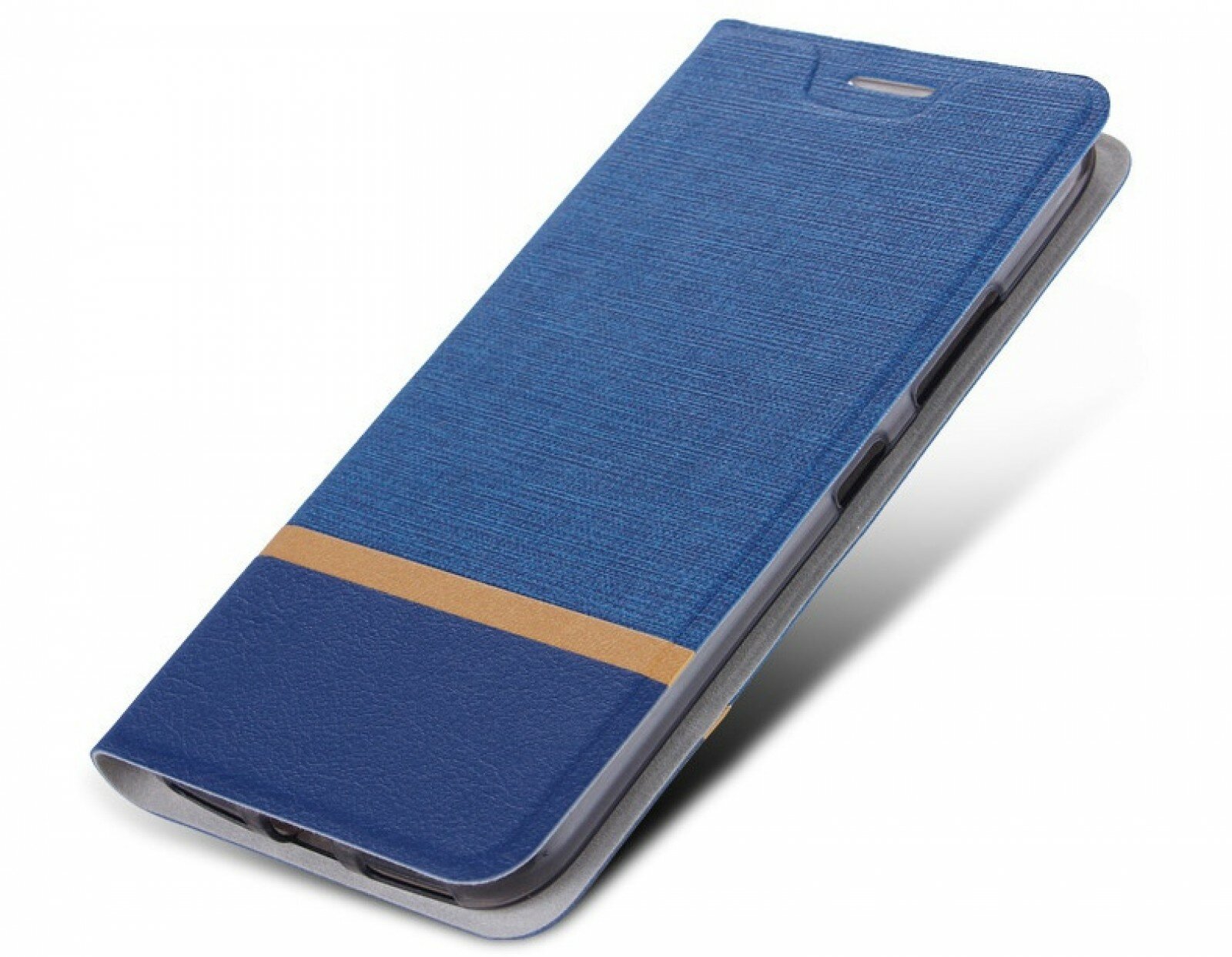 Чехол-книжка MyPads для Samsung Galaxy Note 10 Lite из водоотталкивающей ткани с золотой полосой