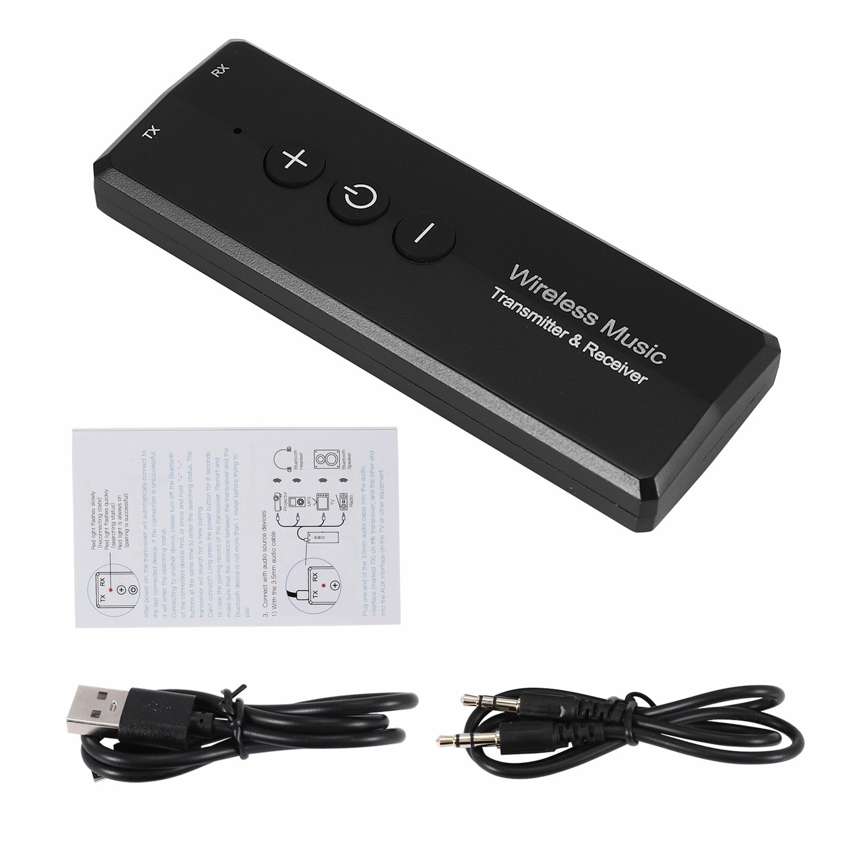 Приемник передатчика Bluetooth 5.0 3-в-1, беспроводной 3,5-мм аудиоадаптер для телевизора, ПК, наушников, домашней звуковой системы, автомобиля