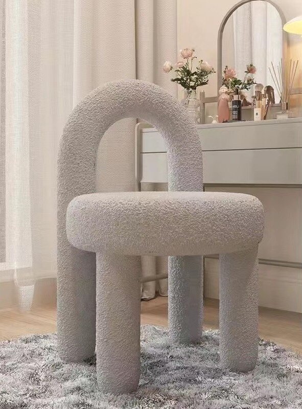 Инстаграмное косметическое кресло из овечьей шерсти, 74 см Стул, 1 шт. серый