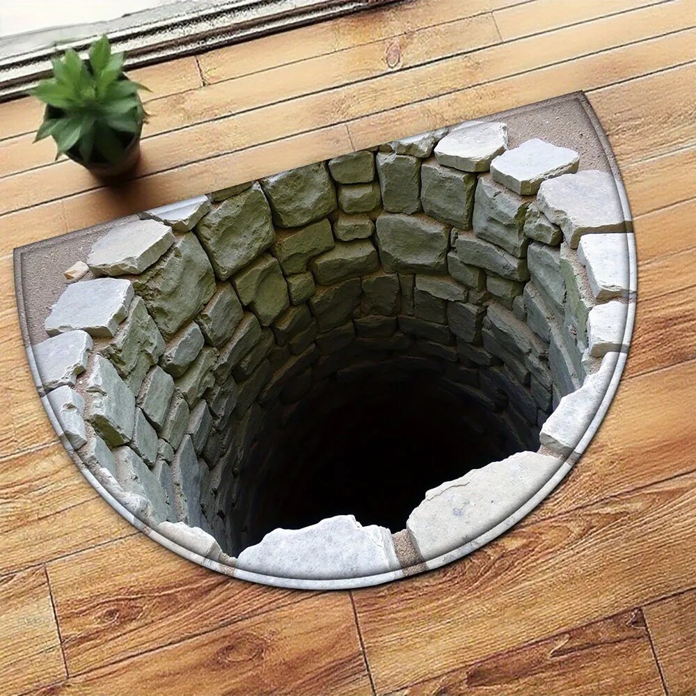Коврик придверный 50x80 см 3D, полукруглый, из кокосового волокна, для дома и улицы