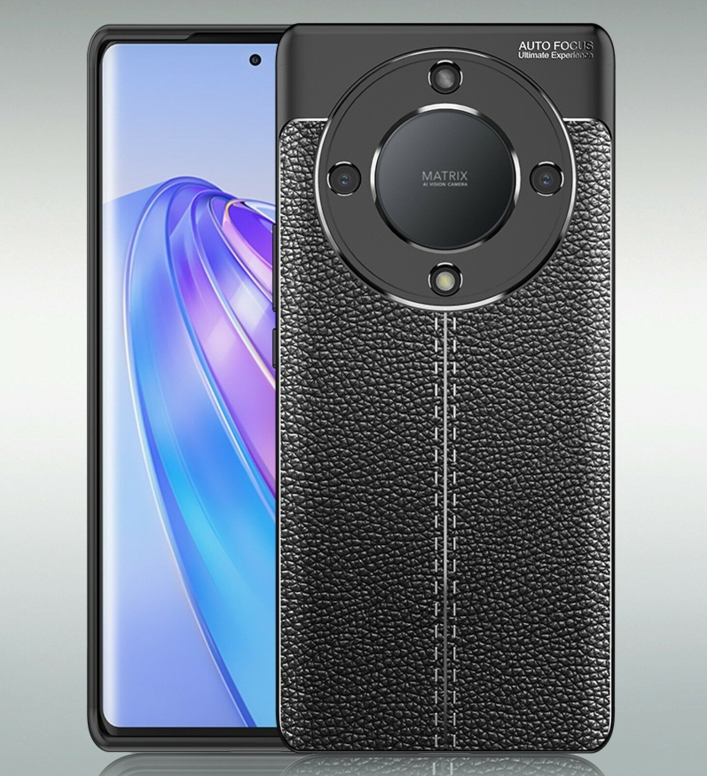Чехол бампер MyPads Pelle Morbida для Honor Magic 5 Lite / Honor X9a из силикона с кожаной текстурой черный