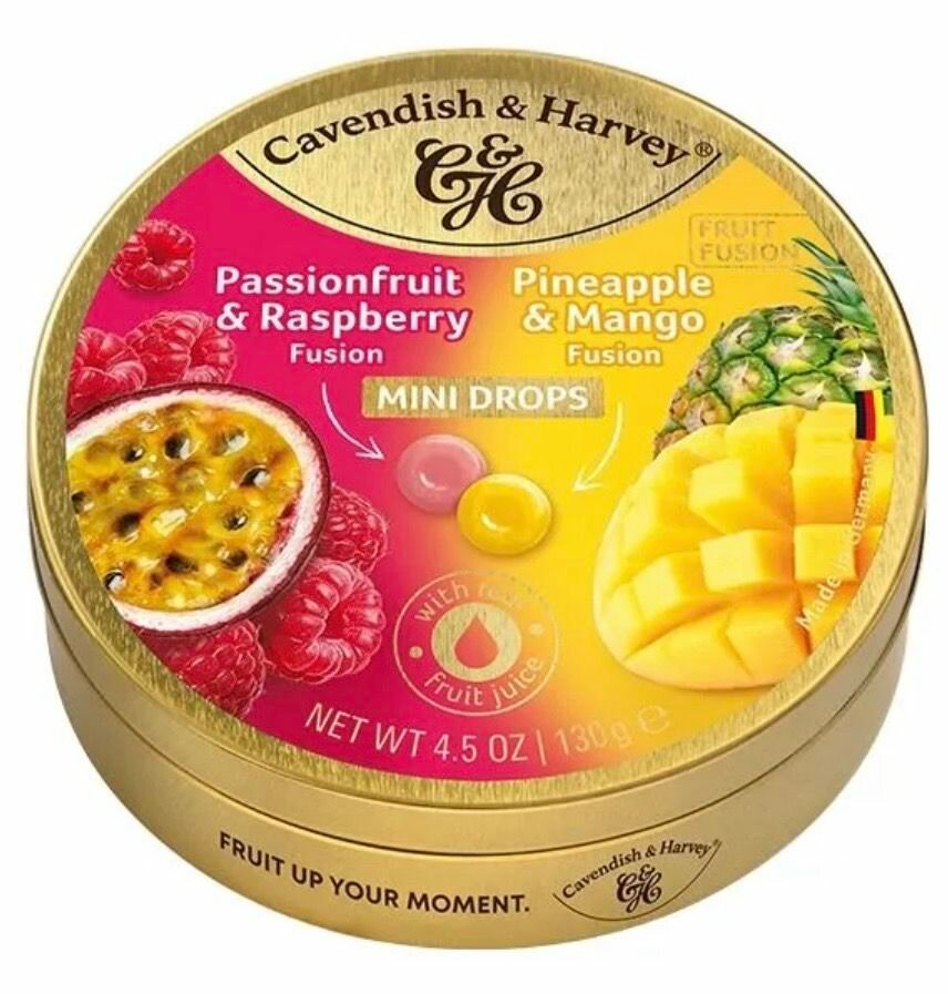 Леденцы Cavendish & Harvey, маракуйя и малина/ананас и манго, 130 г (из Финляндии)
