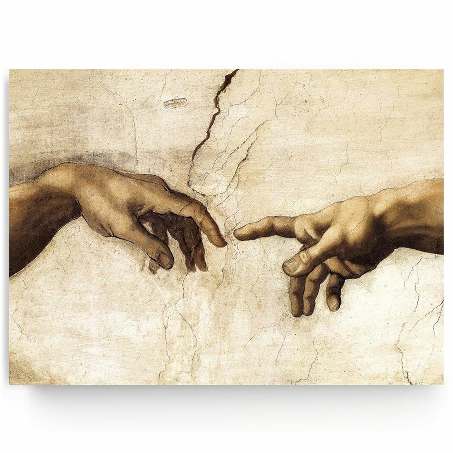 Микеланджело / Сотворение Адама, Репродукция картины на холсте, 30х40 см.