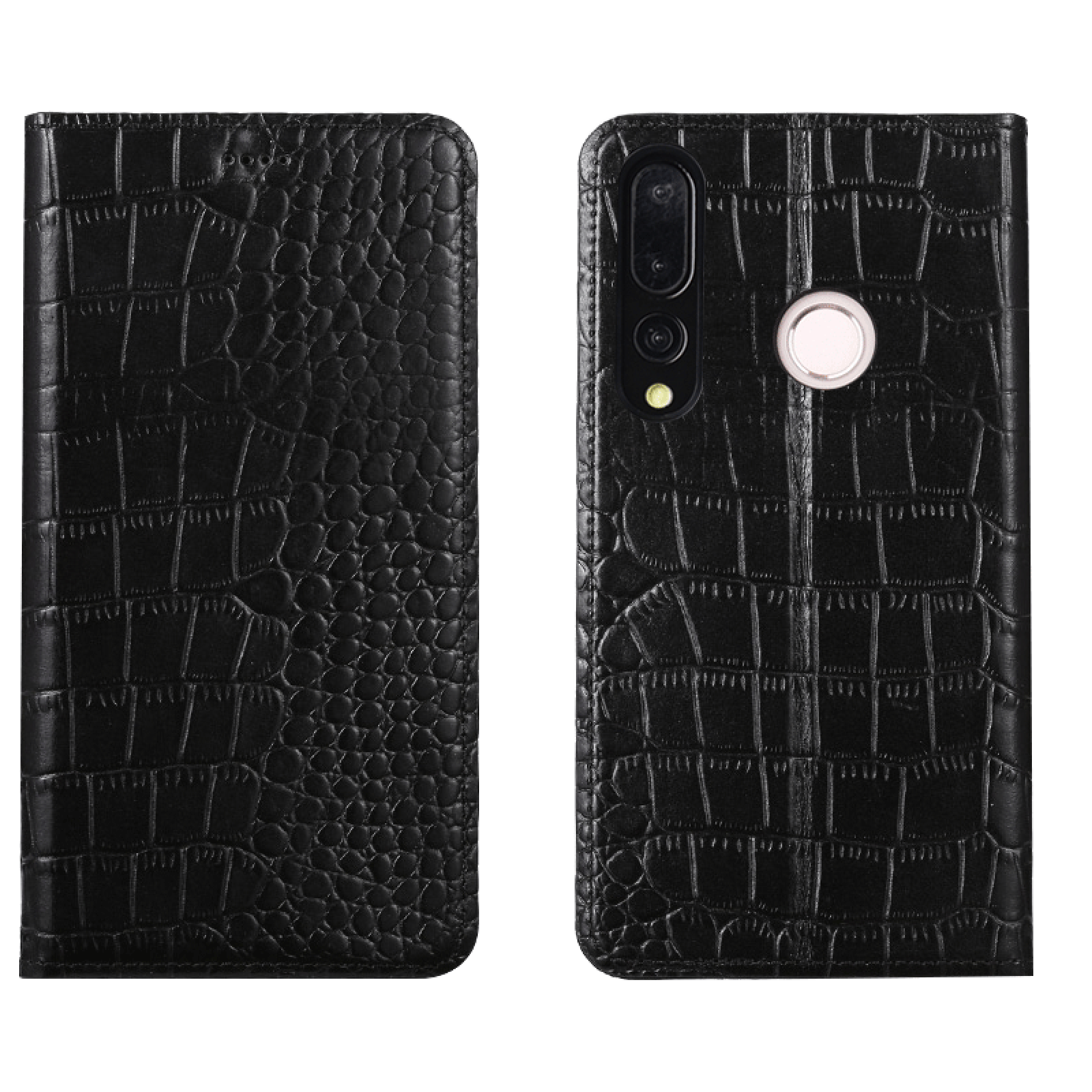 Чехол-книжка MyPads Premium для Samsung Galaxy S10 из натуральной кожи теленка с фактурой кожи крокодила