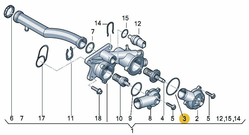 03C121119C Кольцо уплотнительное корпуса термостата VAG оригинал - 2 шт.