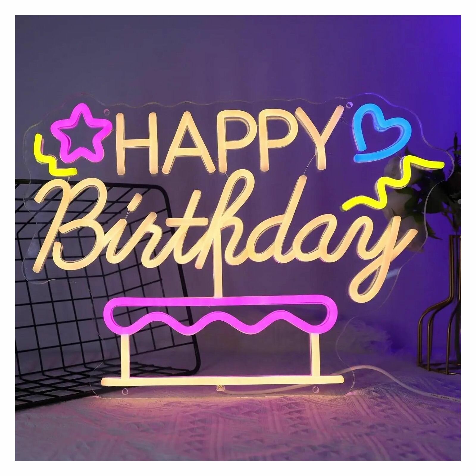 Happy Birthday Неоновая Вывеска 40смx28,9см