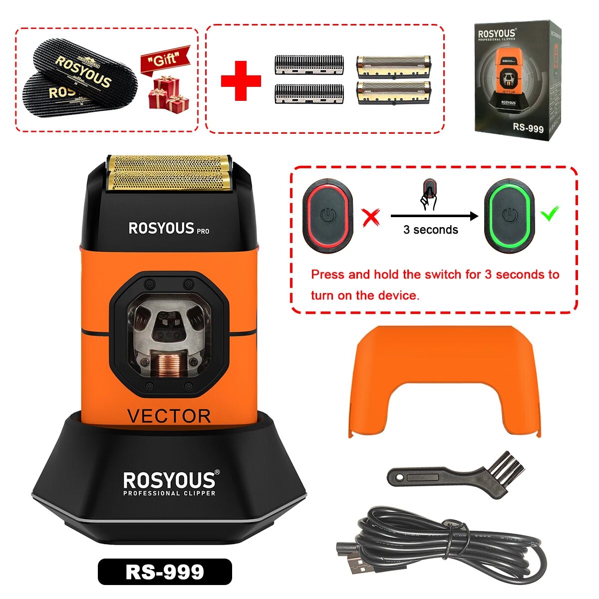 РОSYOUS RS-999 триммер для волос, оранжевый