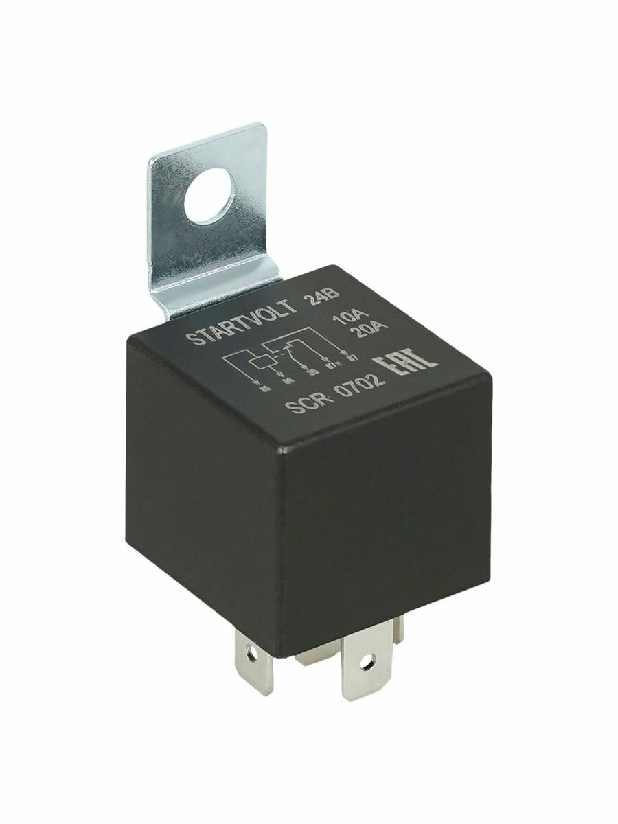 Реле 5 контактов, 24V, 10/20A (с кронштейном, без резистора), StartVolt SCR 0702 для КАМАЗ, МАЗ, БЕЛаз