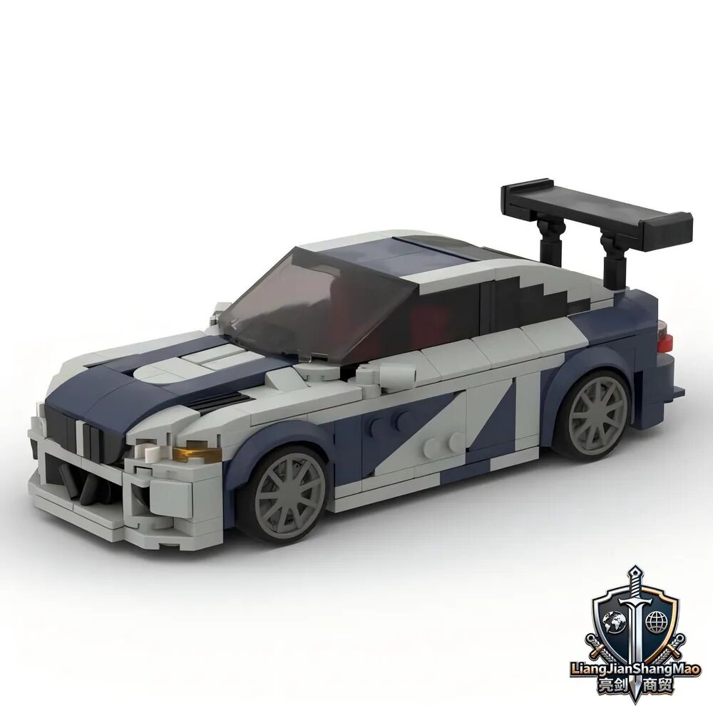 Конструктор BMW M3 E46 GTR из кирпичиков для мальчиков, размер: 17.1X7.8X5.4 см, белый и синий — фото 1