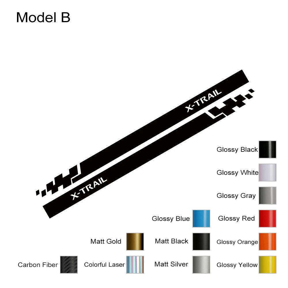 2 шт. наклейки на дверь Nissan X-trail, Model B, Glossy Blue