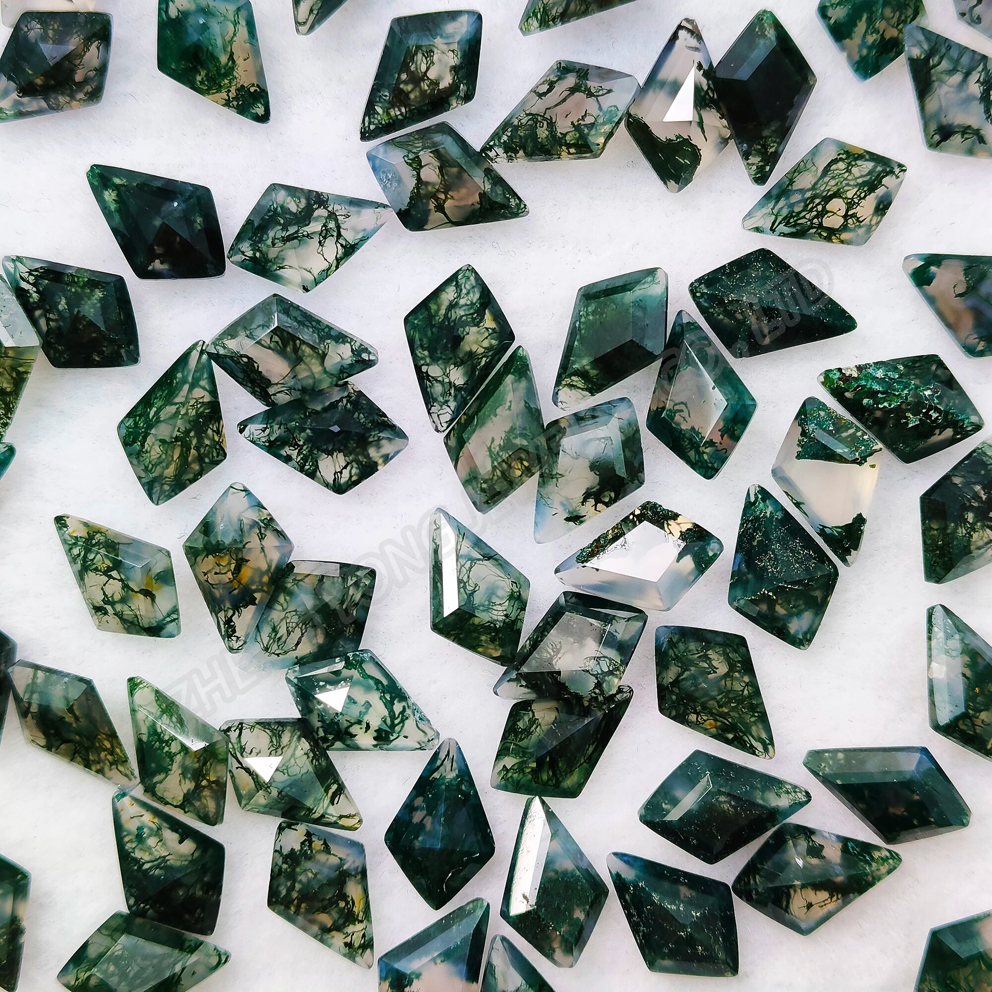 Бусины из мохового агата Zheng Yong, форма кайта, зеленый, 6-8 мм 6x10mm--5 pieces, A-