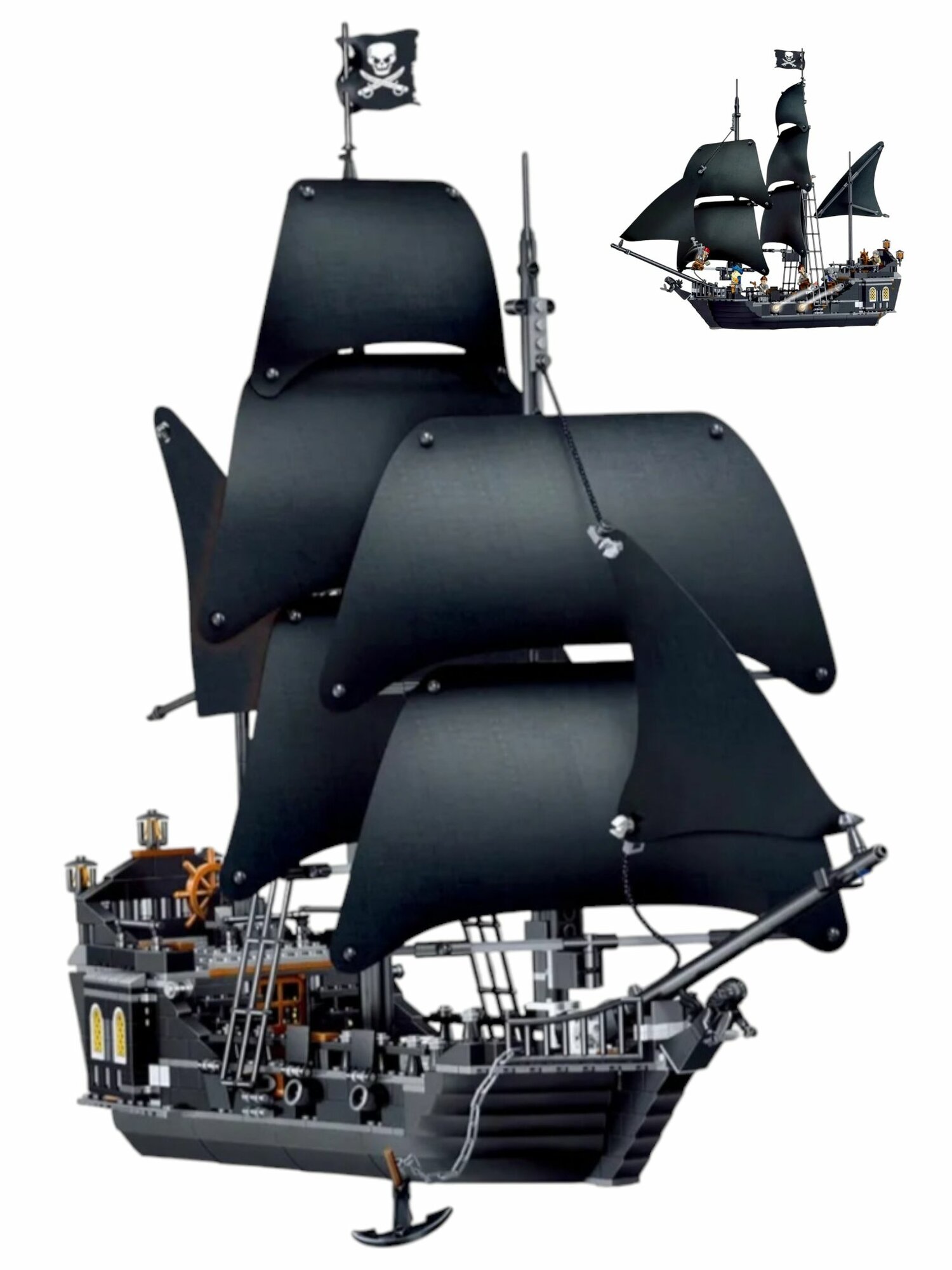Конструктор "Чёрная Жемчужина" Пираты Карибского Моря Корабль 804 детали 6 фигурок ( игровой набор парусный Фрегат / подарок для детей и взрослых )