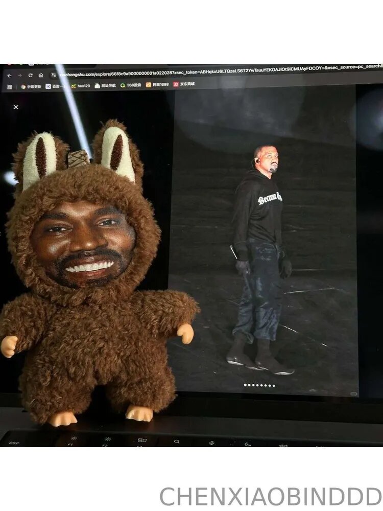 LABUBU Плюшевая игрушка Kanye West Периферийные продукты, мягкая игрушка 30см