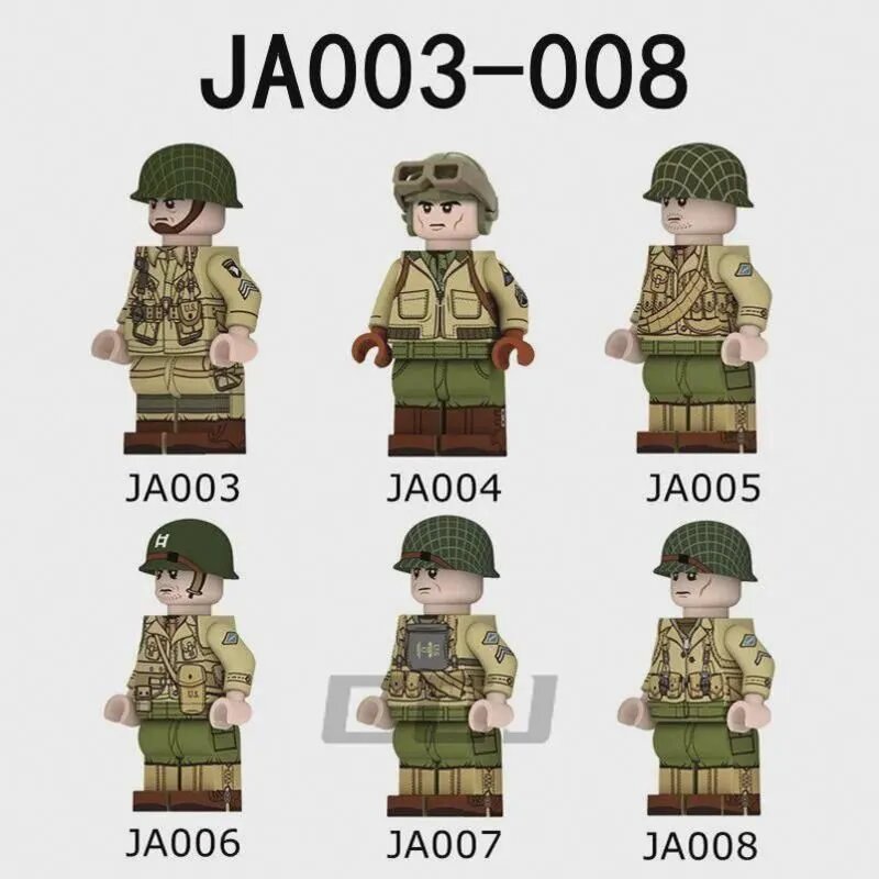 Дополнения для сборных моделей JA003-008, Фигурки солдат, Зеленый, 8 штук, для моделей 1:35