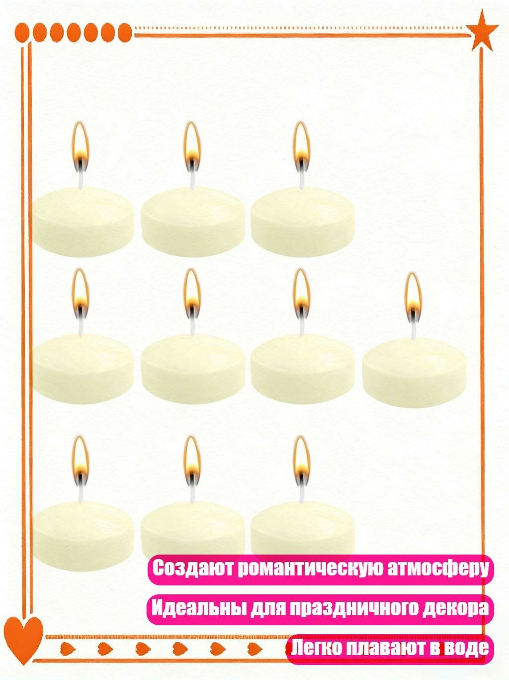 Плавающие свечи (10 шт.), От белого. - S