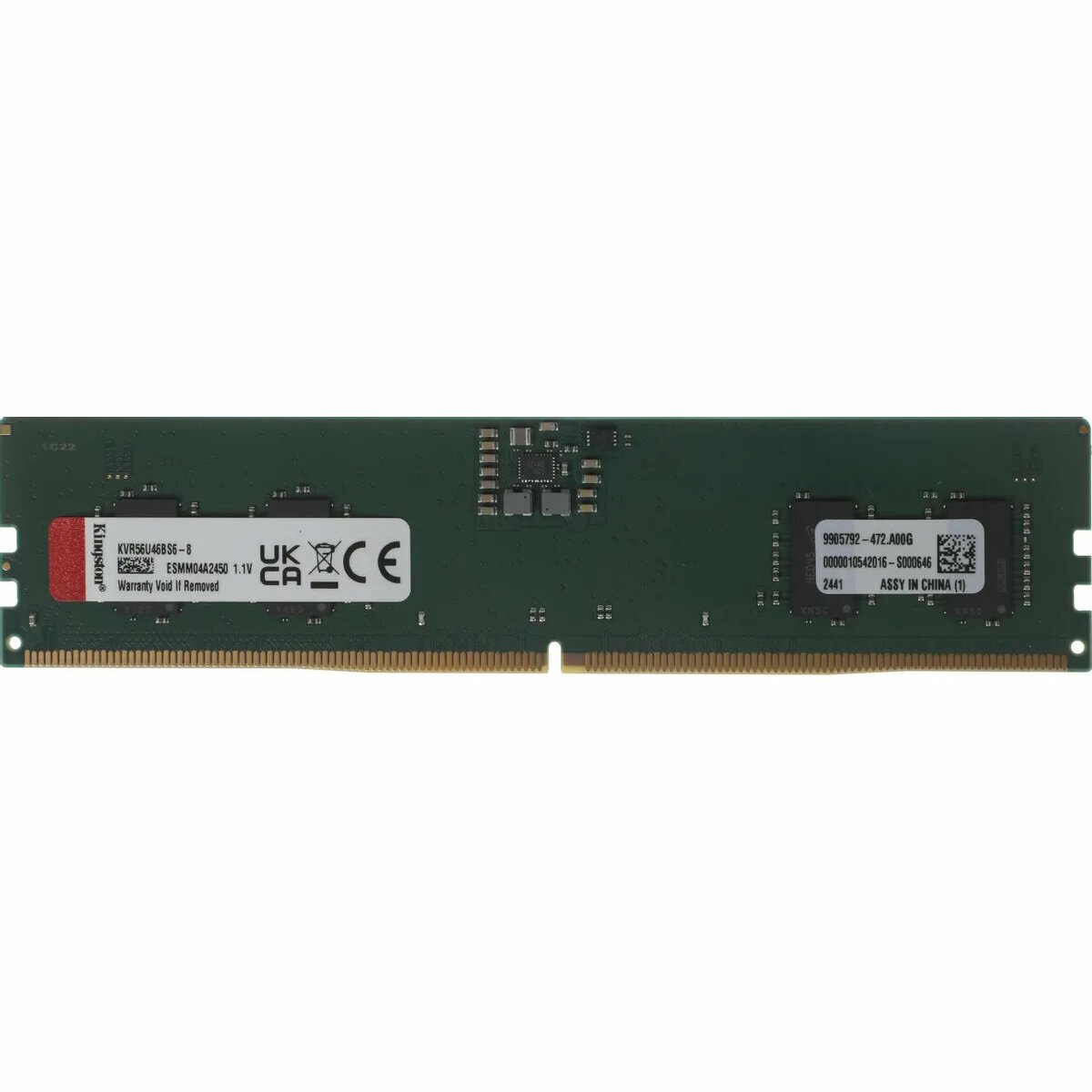 Оперативная память Kingston Valueram KVR56U46BS6-8 8 Гб, DDR5, DIMM, 5600 МГц