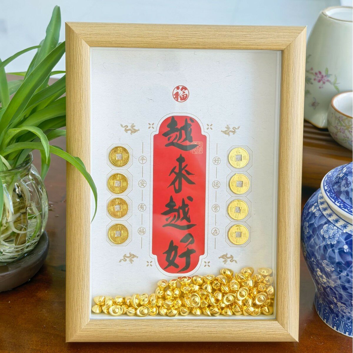 Пятисторонний сундук сокровищ Бога богатства, декоративная фоторамка с золотым ключом для открытия сундука, привлекающая богатство и сокровища, украшение для стола, подарок на новоселье.