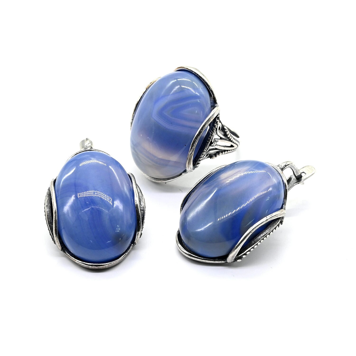 Комплект бижутерии: кольцо, агат