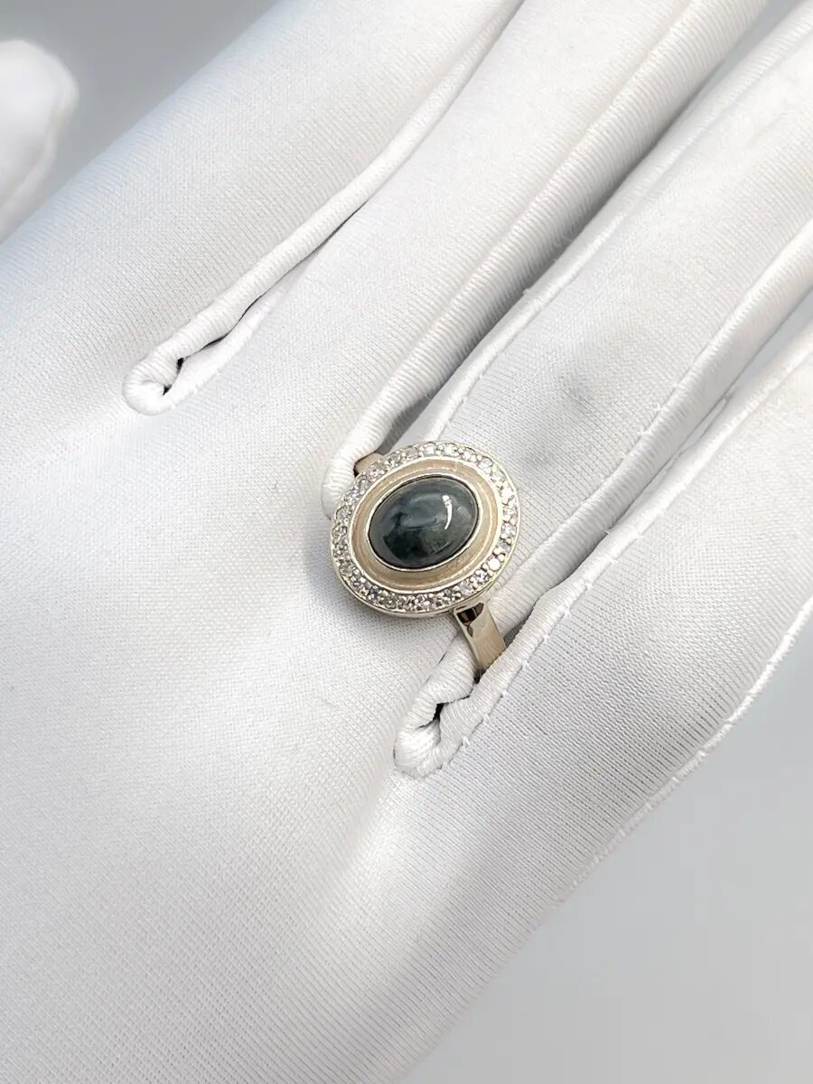 Кольцо, желтое золото, 585 проба, бриллиант, александрит