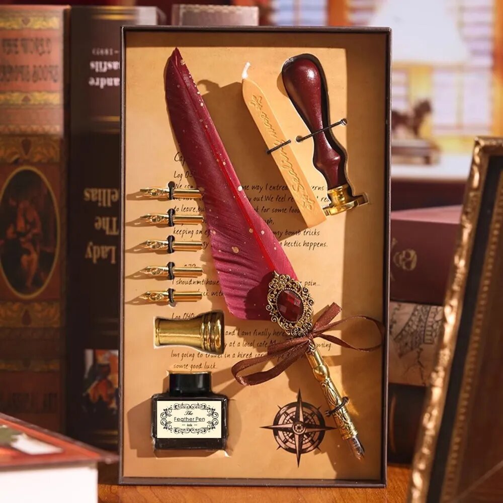 Перо с драгоценным камнем для чернильной ручки с набором пера для каллиграфии