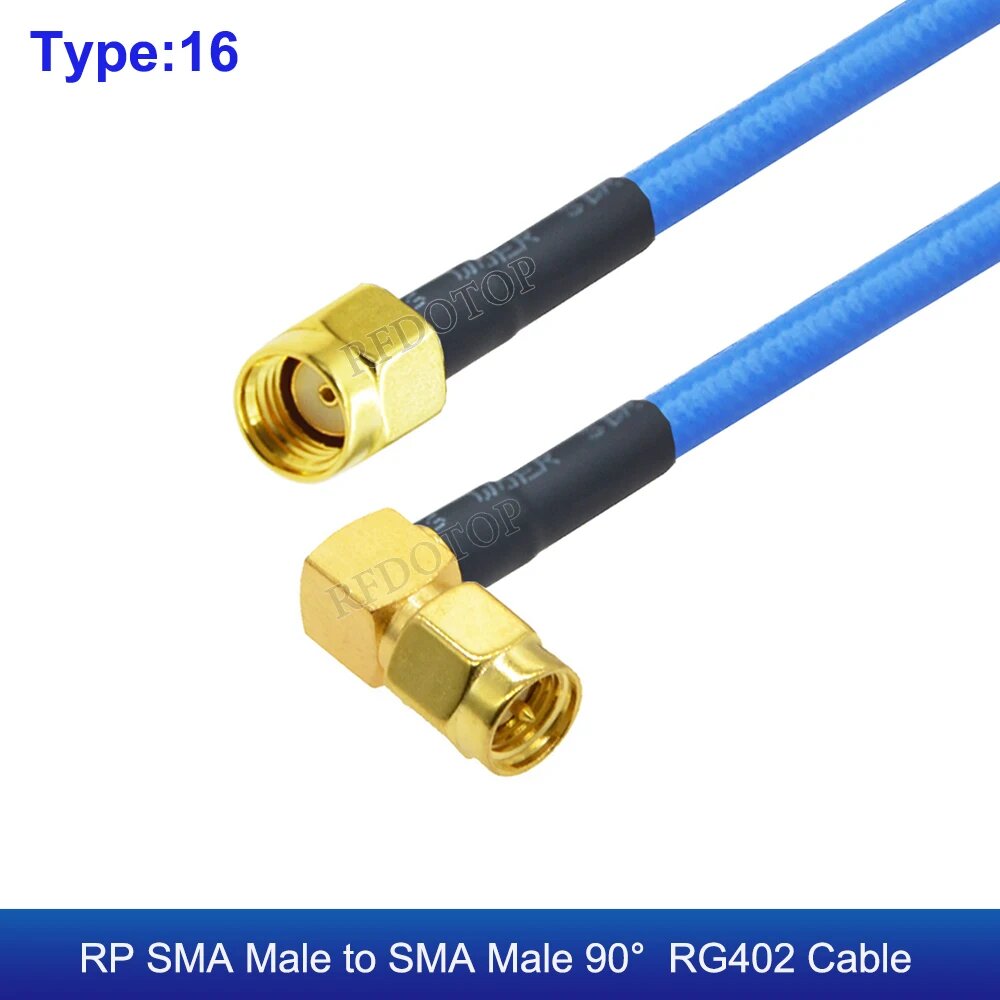 Коаксиальный кабель SMA-SMA RFDOTOP синий 50 Ом 10-20 м 30CM, RPSMA M to SMA M90