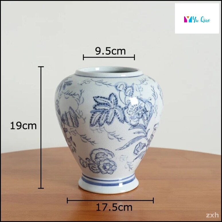 Blue and White Porcelain Vase Plant Pot Table Decoration Flowers Arrangement Multiple Styles Flower Vases Room Aesthetic Decor, I