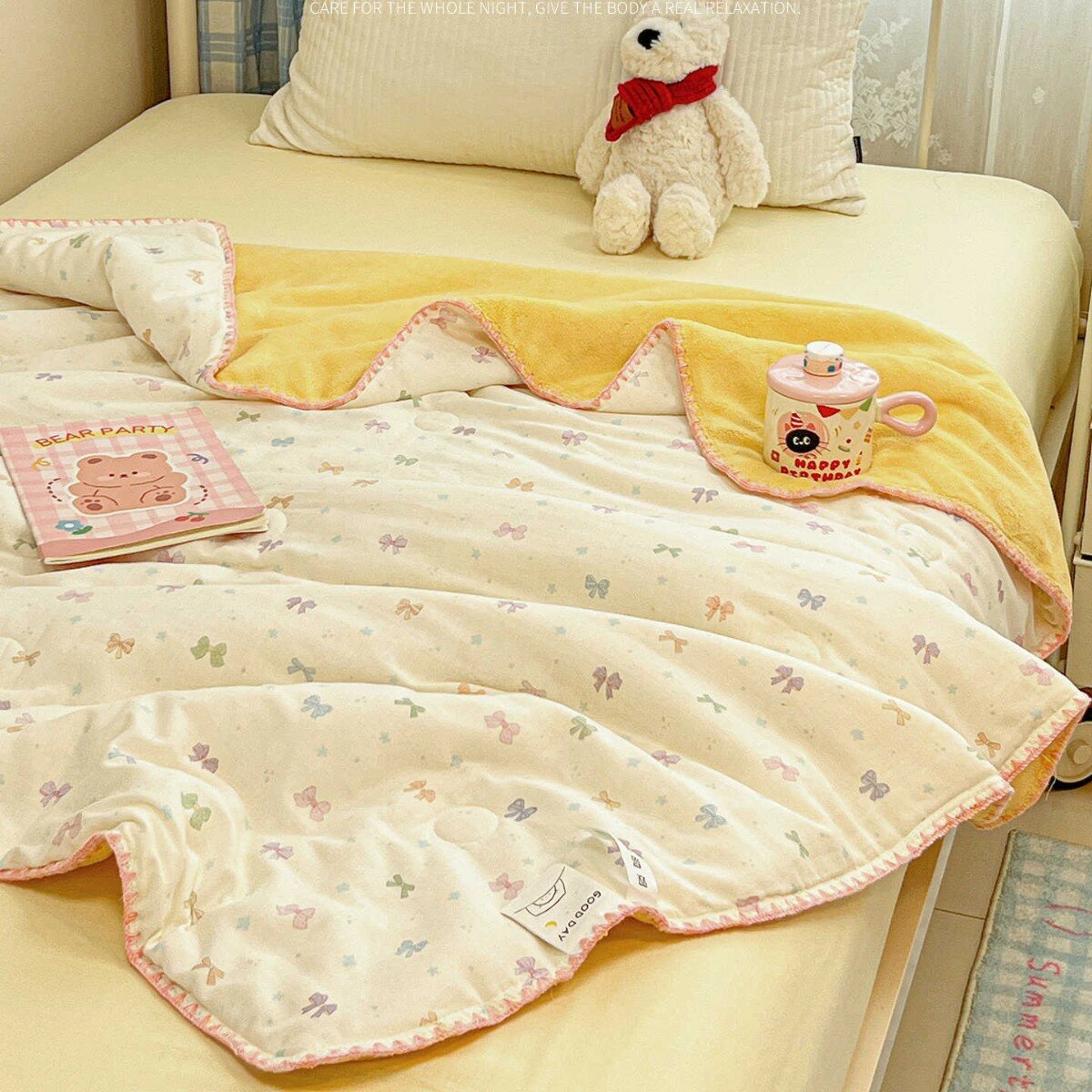 Покрывало из 100% хлопковой двухслойной марлевой ткани, утолщенное и мягкое, подходит для кондиционированных помещений, в качестве накидки для сна в офисе или покрывала для дивана.