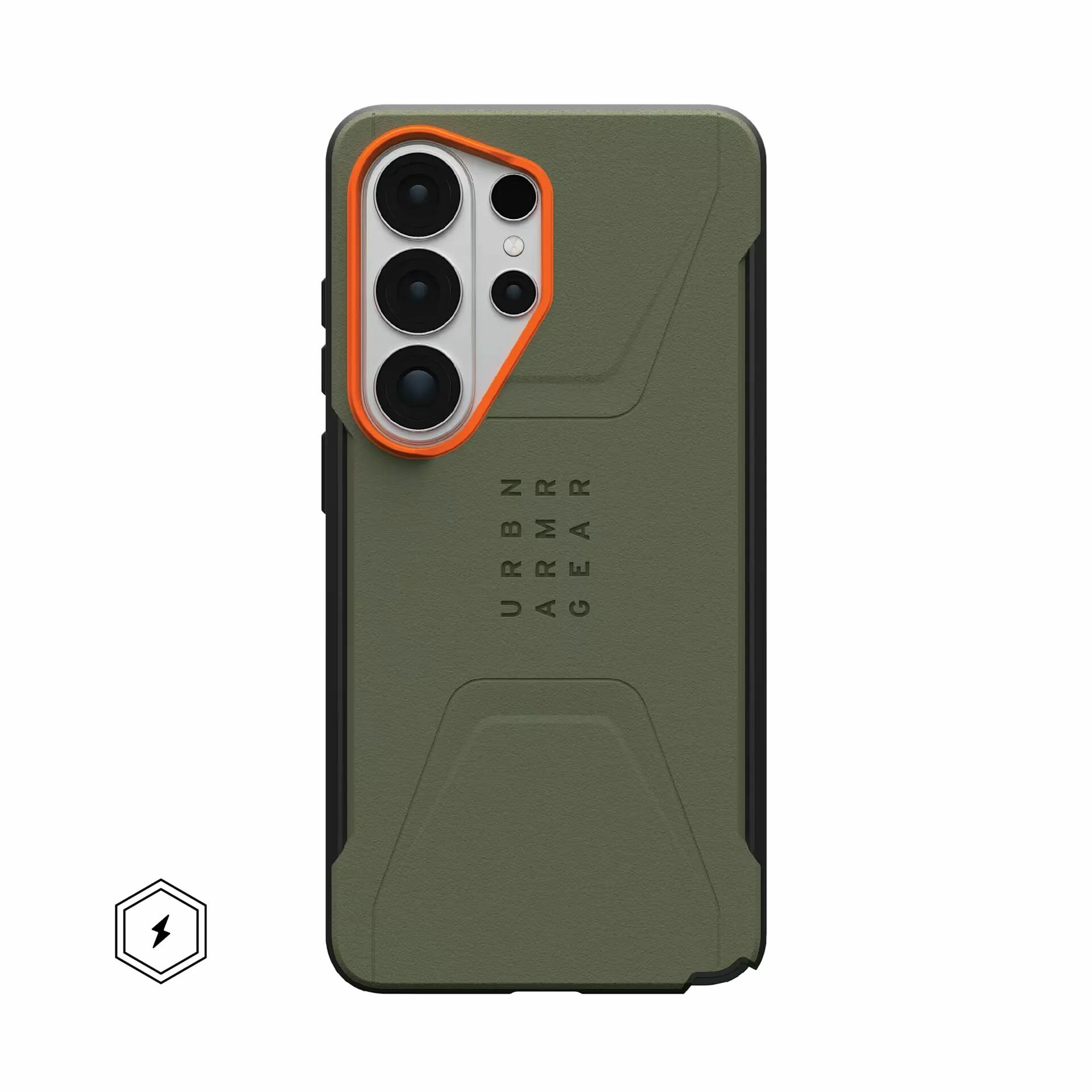 Чехол с поддержкой MAGSAFE Uag Civilian для Samsung Galaxy S26 Ultra, оливковый (Olive Drab/Orange)