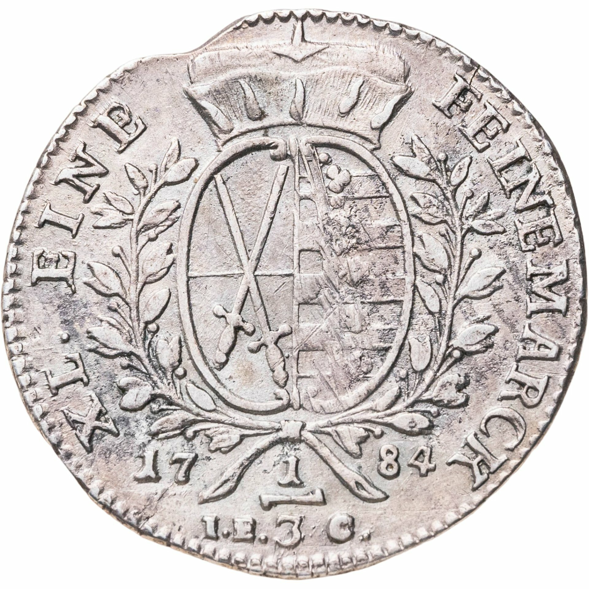Германия, Саксония 1/3 талера 1784, Серебро 833, в сохранности VF-XF