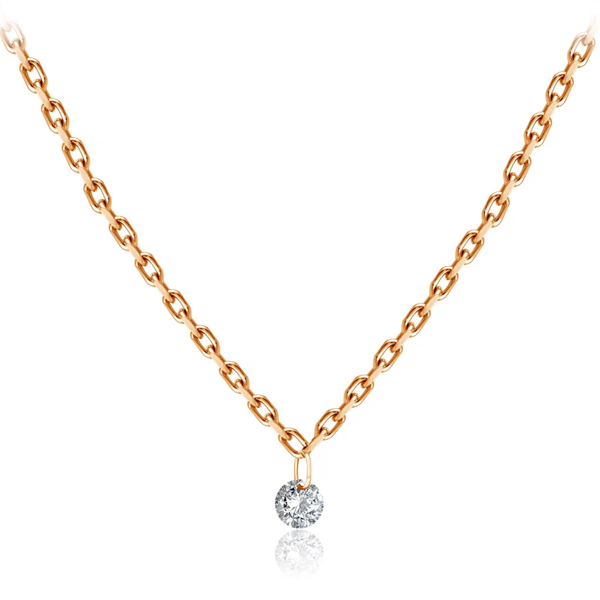 Колье, красное золото, 585 проба, бриллиант