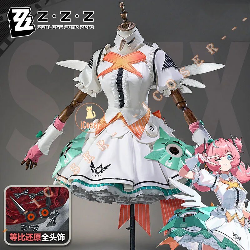 Zenless Zone Zero Aria Косплей Костюм Белый, S, Costume only