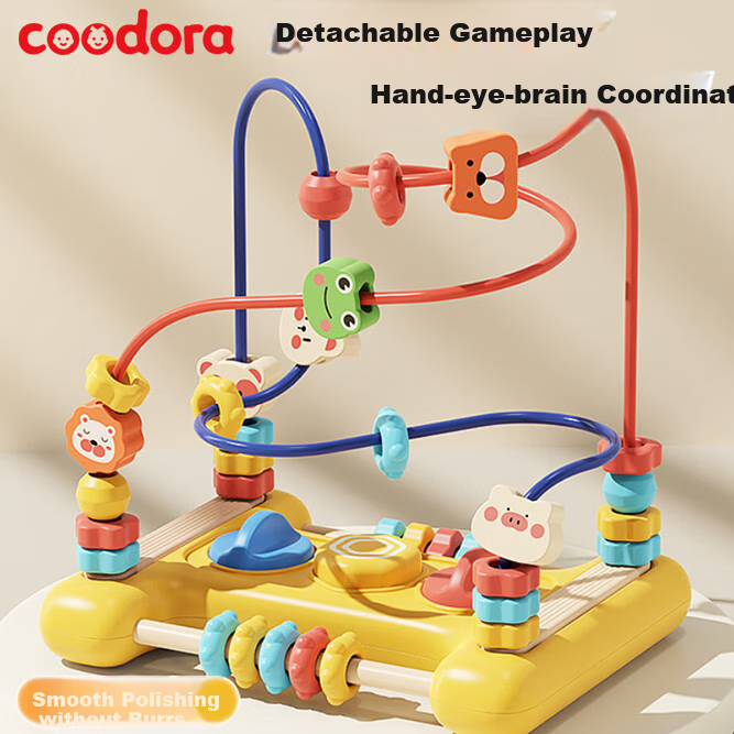 COODORA Детские жевательные бусины для развития моторики 6+ месяцев Монтессори обучающая игрушка Цвет：Съемные бусины