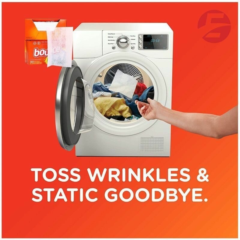 Bounce Сушильные листы салфетки для сушки белья для сушильных машин, кондиционер для смягчения ткани, аромат свежести, 160 листов