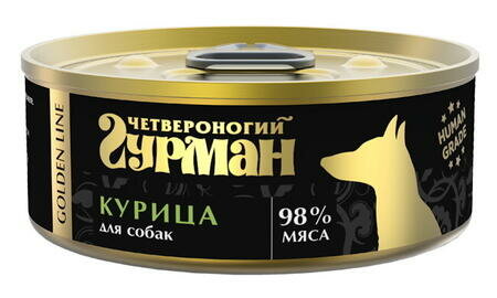 Четвероногий гурман Golden line 6 шт по 100 г влажный корм для собак курица натуральная в желе