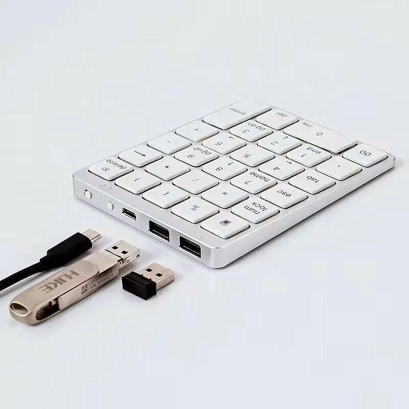 N970 Беспроводная Bluetooth Числовая клавиатура с USB Hub Dual Mode FrontFunction Keys Mini Numpad для учета задач Black