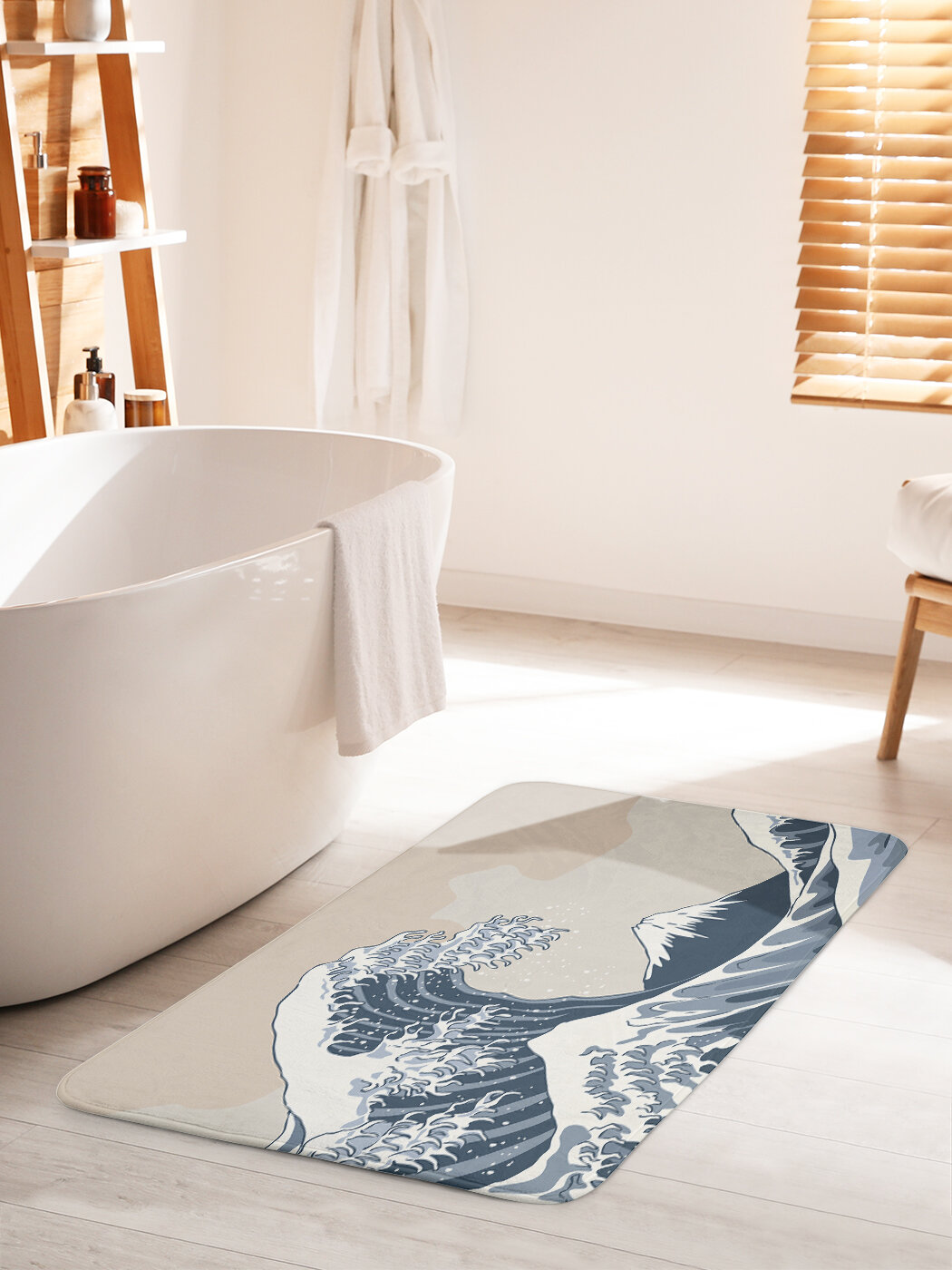 Коврик для ванной комнаты и туалета противоскользящий "Волна" 60х100 см, JoyArty