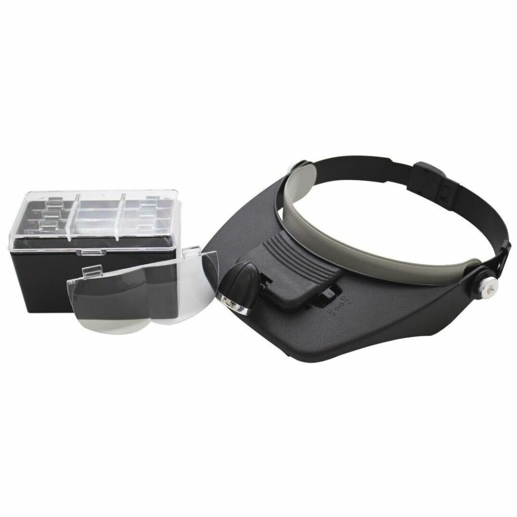 Лупа налобная с подсветкой (LED) MG81001-A (1,2x/1,8x/2,5x/3,5x) Бинокуляр с креплением на голову