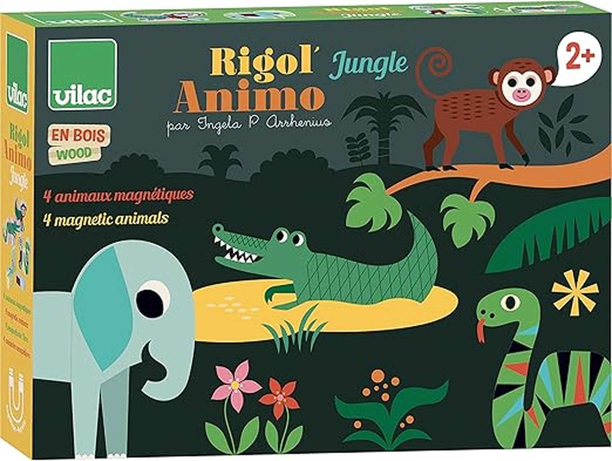 Деревянные игрушки Vilac - Набор магнитов с животными джунглей - 7605