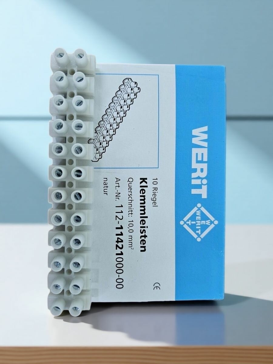Werit Klemmleisten Клемма двусторонняя 12 пар винтовых клемм 10,0кв. мм белый 2шт
