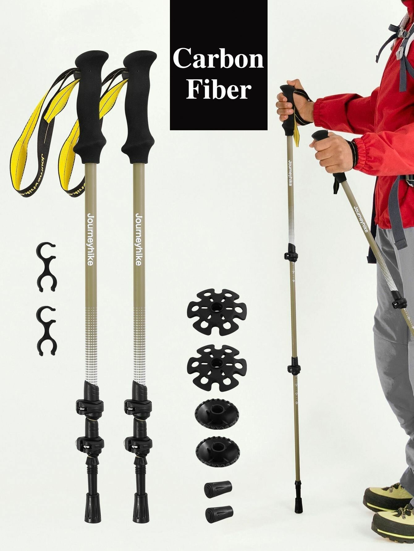 Сверхлёгкие Трекинговые палки 3K углерод ного волокна , Лёгкие, Прочные, Регулируемые с быстрой , вес 169 г , Идеально для восхождений, болотистых участков, снежных походов и поддержки равновесия