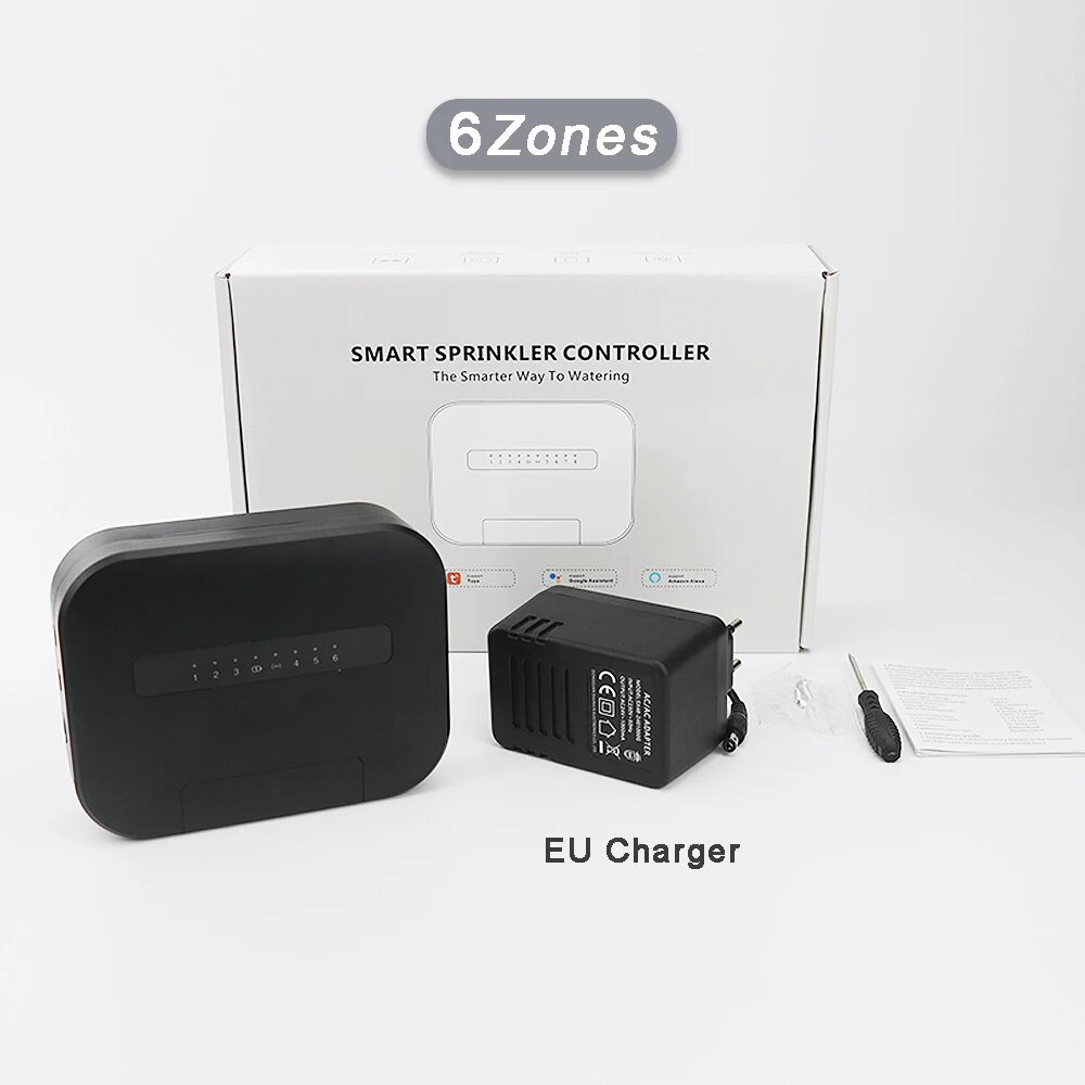 6-зонный Wi-Fi Контроллер Полива Tuya Smart Home Для Сада С Европейской Вилкой, Система Капельного Орошения, Клапан