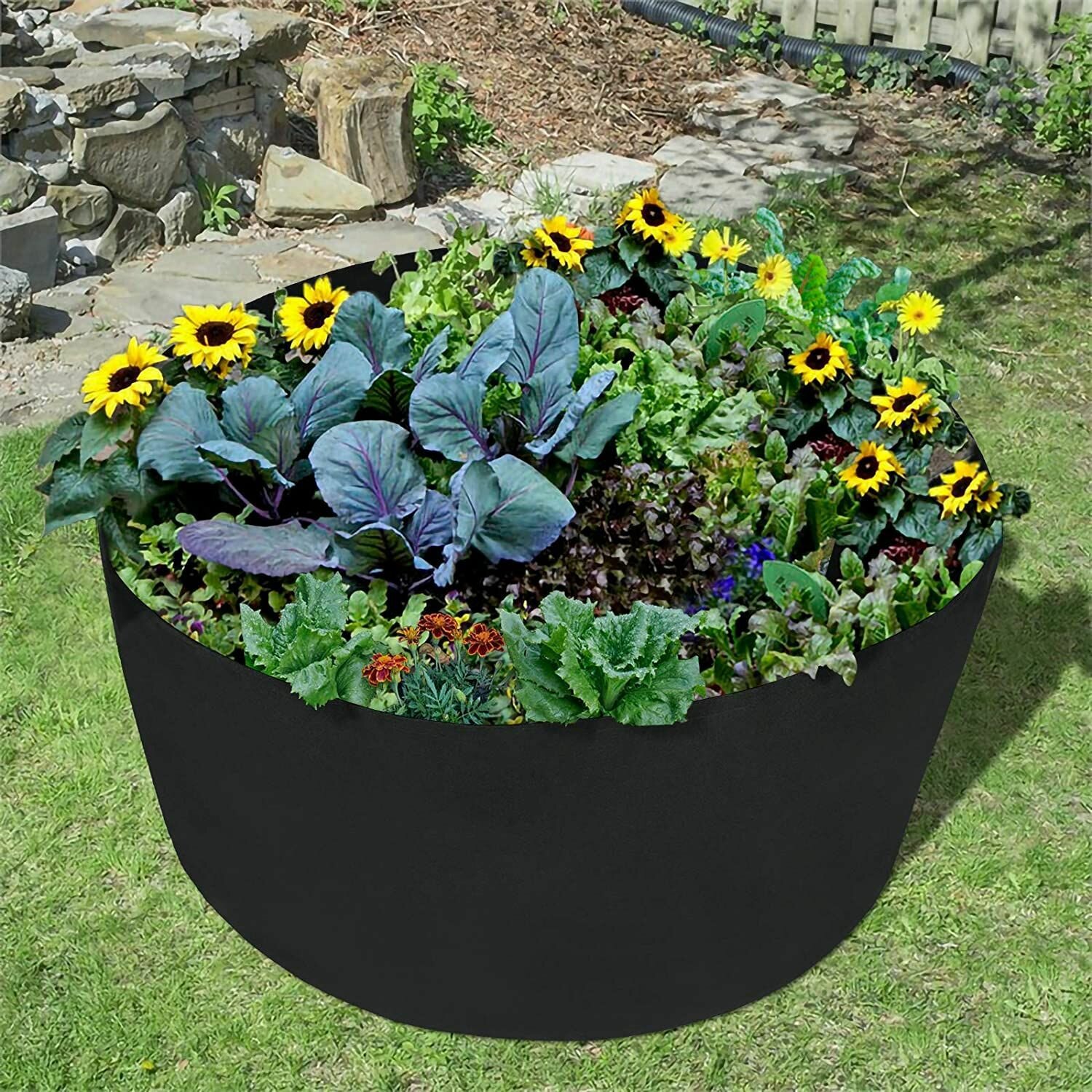 Кашпо темно-серое 60 л, диаметр 60 см, 1 шт, для садовых растений