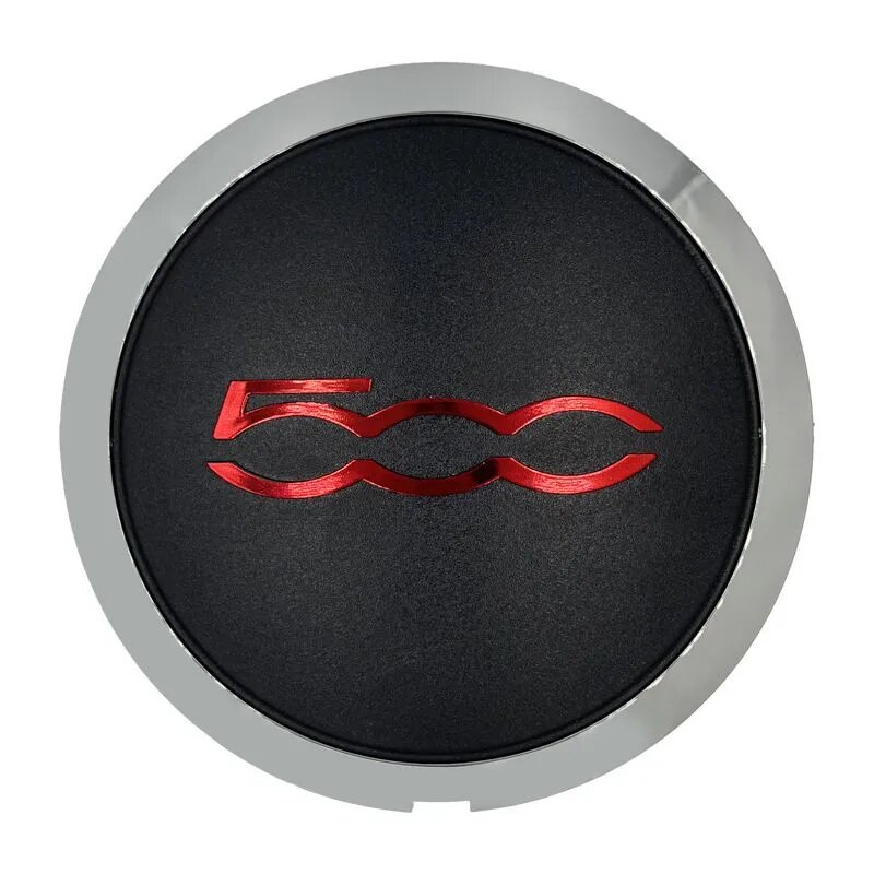 Колпак ступицы колеса Fiat 500 (2007-2023) - Красный, 133 мм, OEM 68078419AC, 51884863, 68078421AC