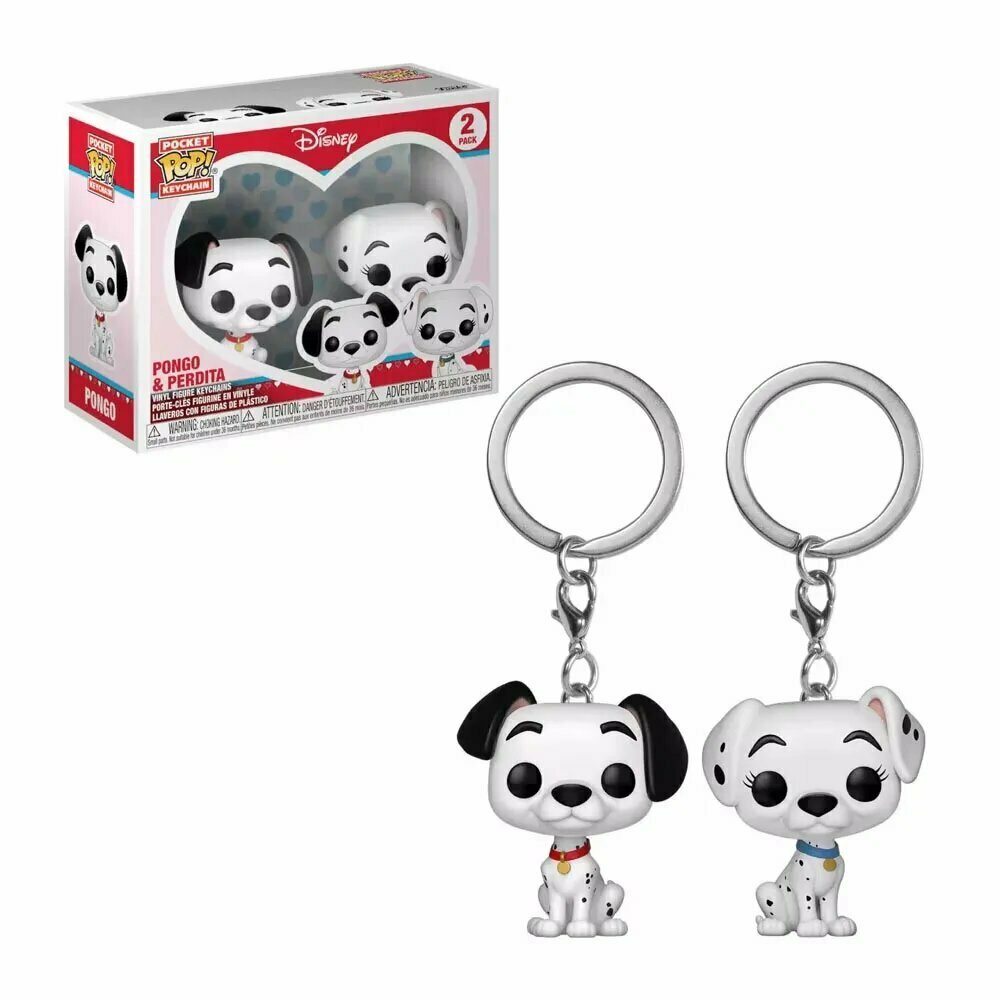 Funko Pop Disney 101 далматинец Pengo и Perdita брелок, Серебряный