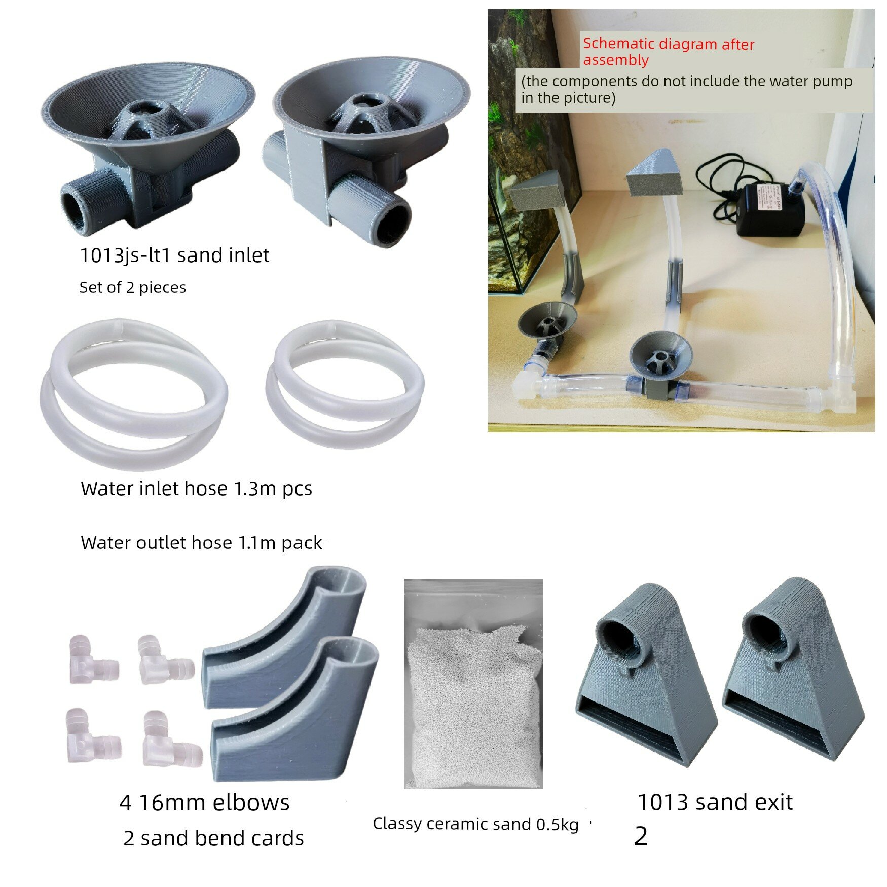 Комплект IO13-IT1 из керамического песка для двухканального аквариумного водопада, 0.5 кг, без насоса