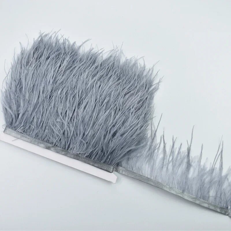 Лента из перьев страуса WyFeay, светло-фиолетовая, 8-10 см Серый, 1 Meters, 5 Silver gray