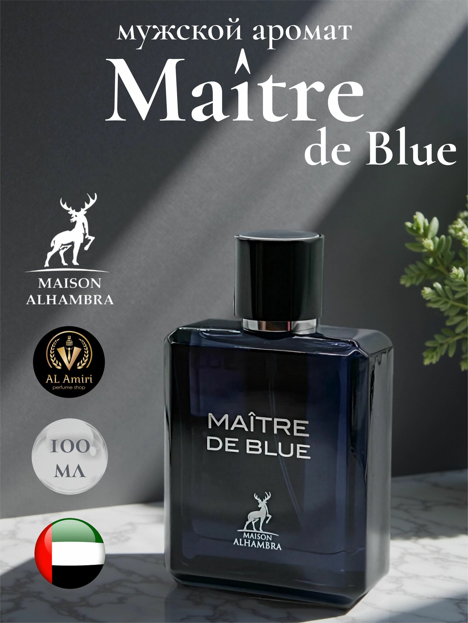 Духи мужские парфюм арабский стойкий Maitre de blue, Maison Alhambra, 100 мл